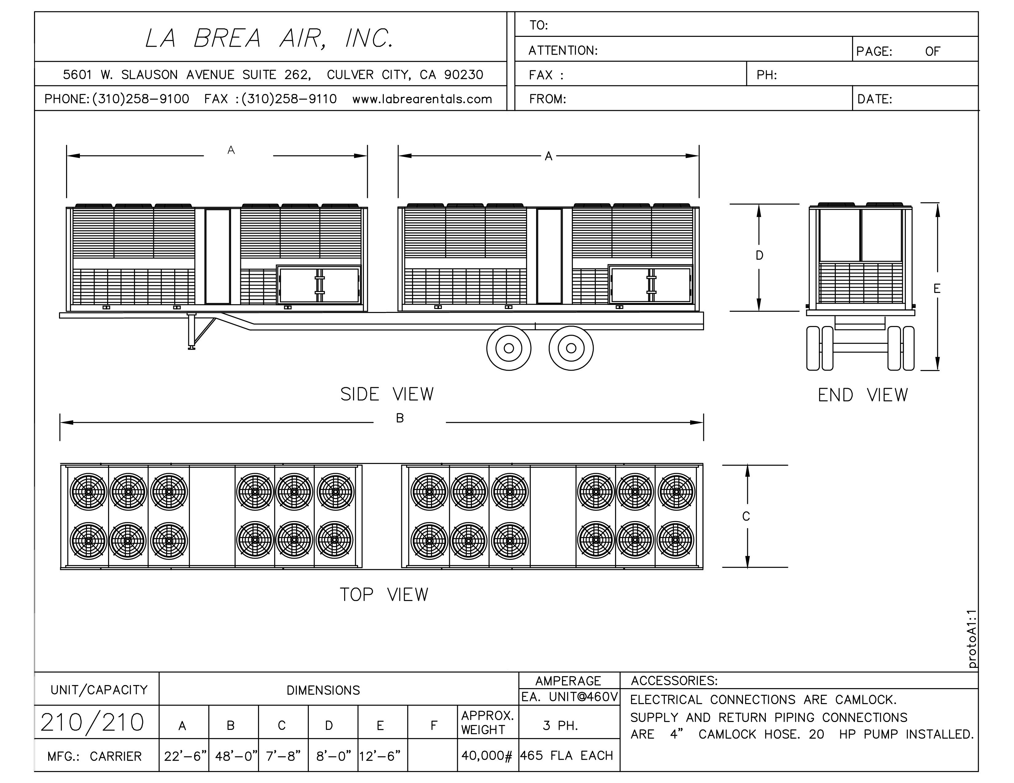420 Ton Air Cooled Chiller Rental On A Trailer - La Brea Air